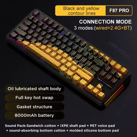 AULA F87 Pro 80% Wired & Wireless Hot-Swappable Gasket Mechanical Keyb ...