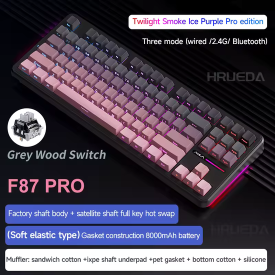 AULA F87 Pro 80% Wired & Wireless Hot-Swappable Gasket Mechanical Keyb ...